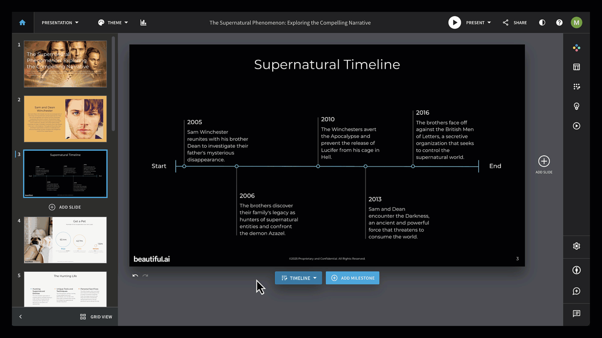 How do I edit milestones on a Timeline slide? – Beautiful.ai