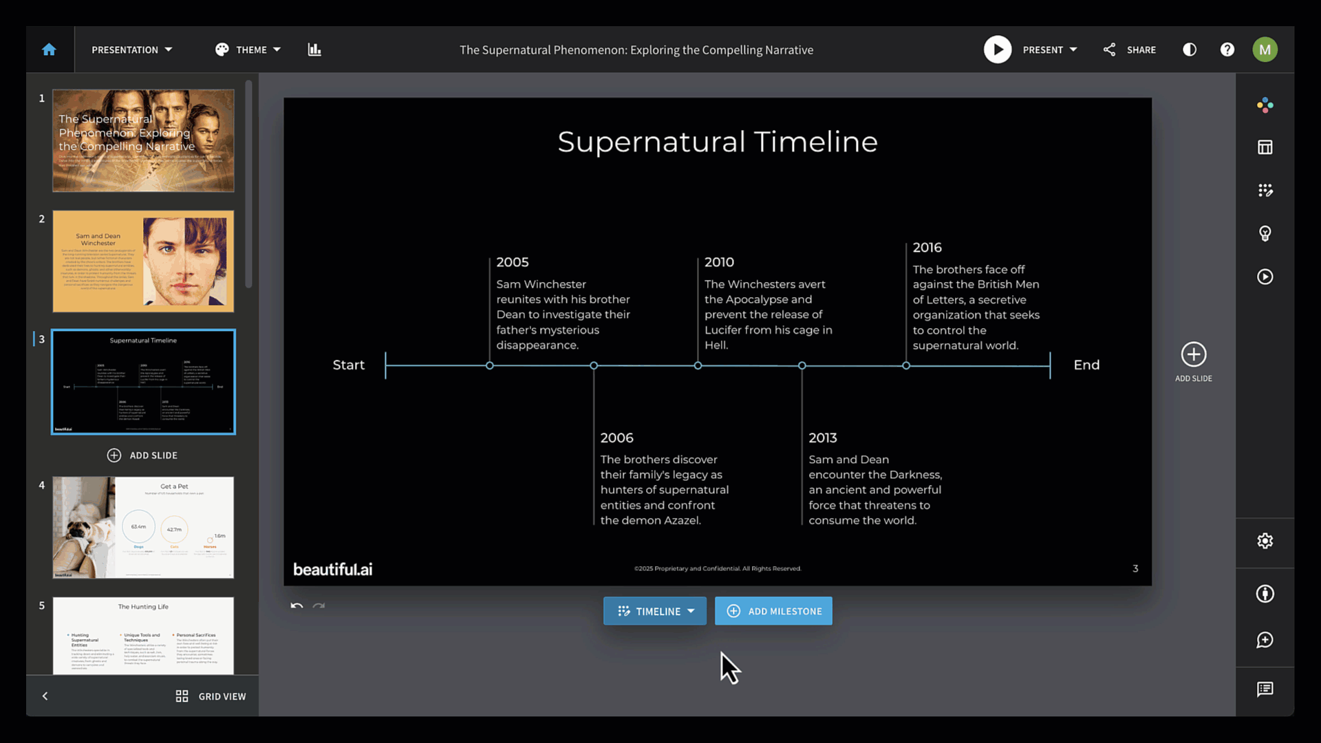 How do I edit milestones on a Timeline slide? – Beautiful.ai